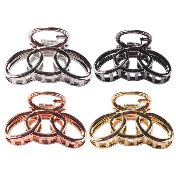 4PCS Small Three-Ring Metal Hair Grab Clip for Women in 4 Colours Zinc ...