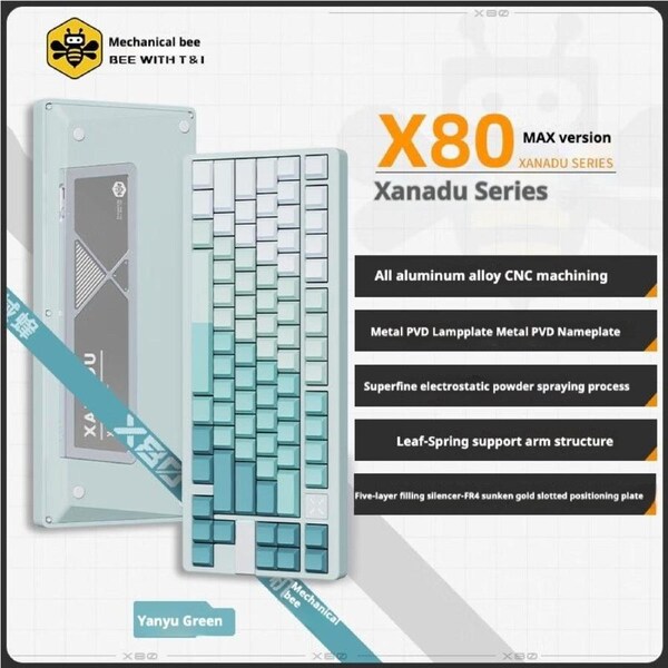 BEE WITH T&I X80 Max Mechanical Keyboard Aluminum Alloy Customized Tri ...