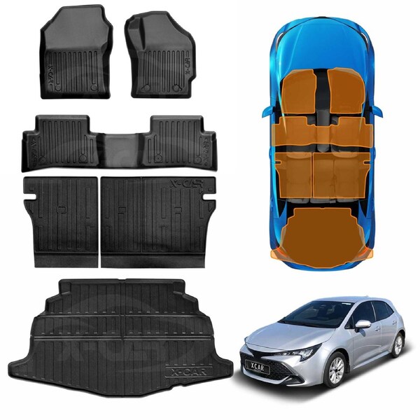 3D Floor Mats Boot Liner Set for Toyota Corolla Hatchback ZR Hybrid ...