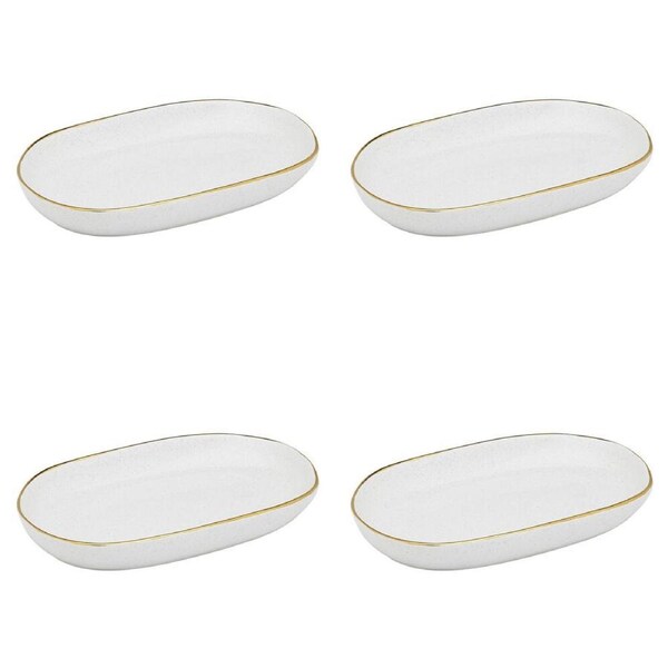 4PK Ecology Speckle Stoneware Small Shallow Bowl Dish 22x16.5cm Milk ...