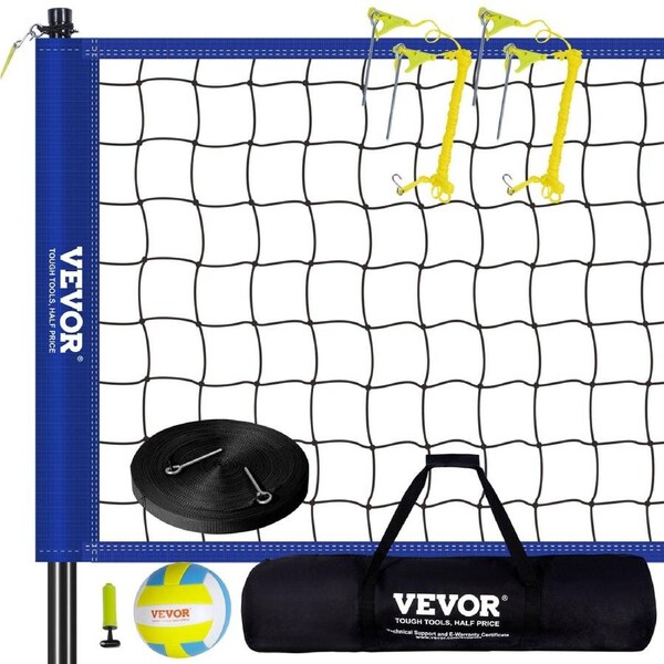 Outdoor Portable Volleyball Net System, Adjustable Height Steel Poles ...