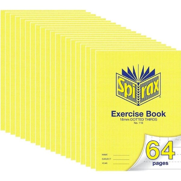 Spirax 116 Exercise Book Dotted Thirds 18mm 70gsm 64 Page A4 20 Pack | Woolworths