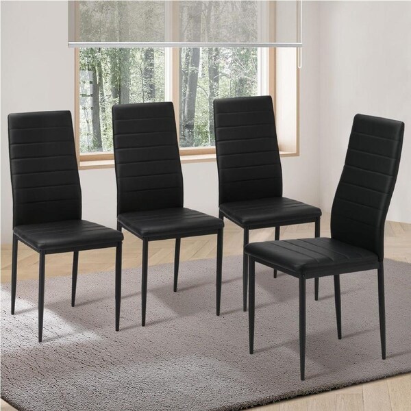 Oikiture 4PCS Dining Chairs High-Back Kitchen Chair Padded Faux Leather ...