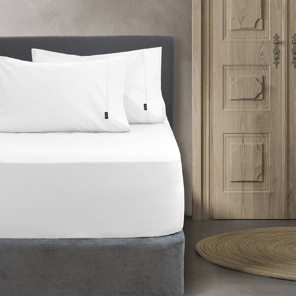 Ardor Bed 1000TC Fitted Combo Bedding Sheet Set w/Pillowcases White ...