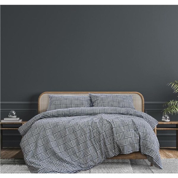 Ardor Boudior Bed Fletcher Printed Quilt Cover Bedding Set Faded Indigo ...