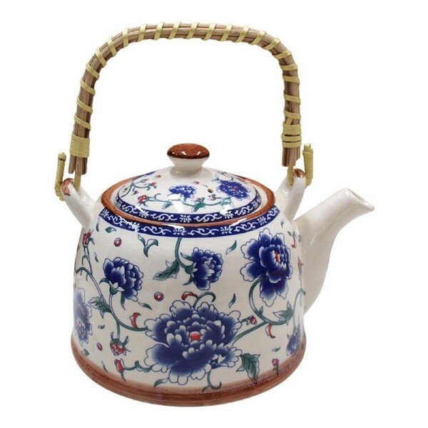 Blue Flowers 18cm Ceramic Teapot Decorative Brewing Tea Container Pot w ...