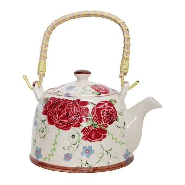 Garden Floral 18cm Ceramic Teapot Decorative Brewing Tea Container Pot ...