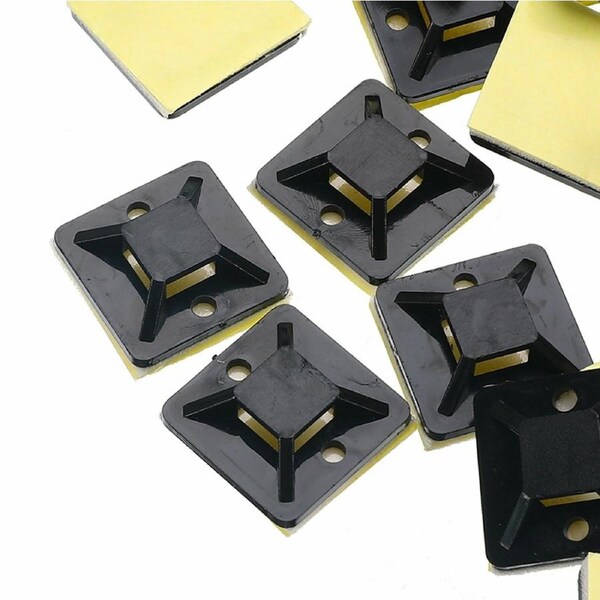 Zip Tie Mounts Base Clamps Clip 20*20mm Cable Wire 200pcs Black Self ...