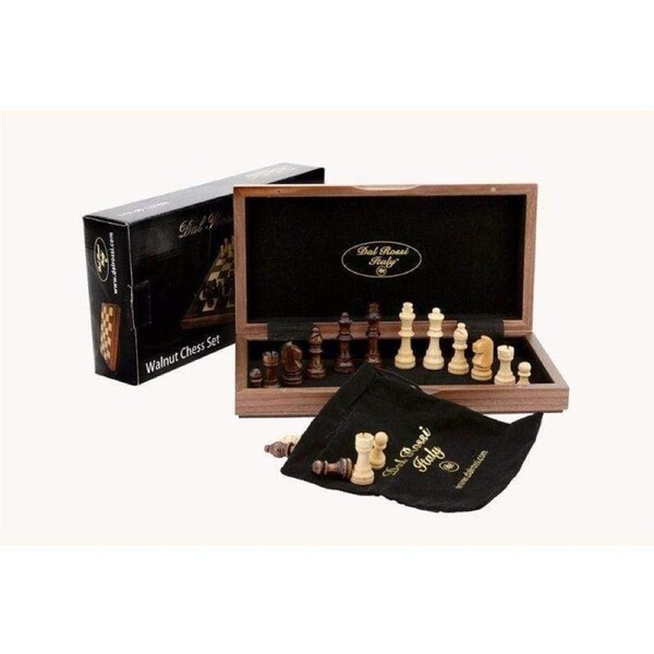 Chess Set - Walnut Folding - 12" (30cm) (Dal Rossi) | Woolworths