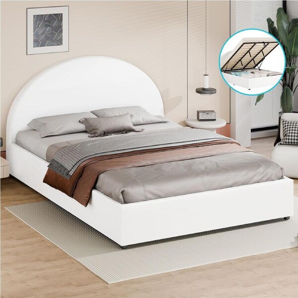 ALFORDSON Bed Frame Gas Lift Base With Storage White - King Size ...