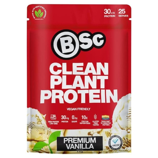 BSc Clean Plant Protein Premium Vanilla 1kg | Woolworths