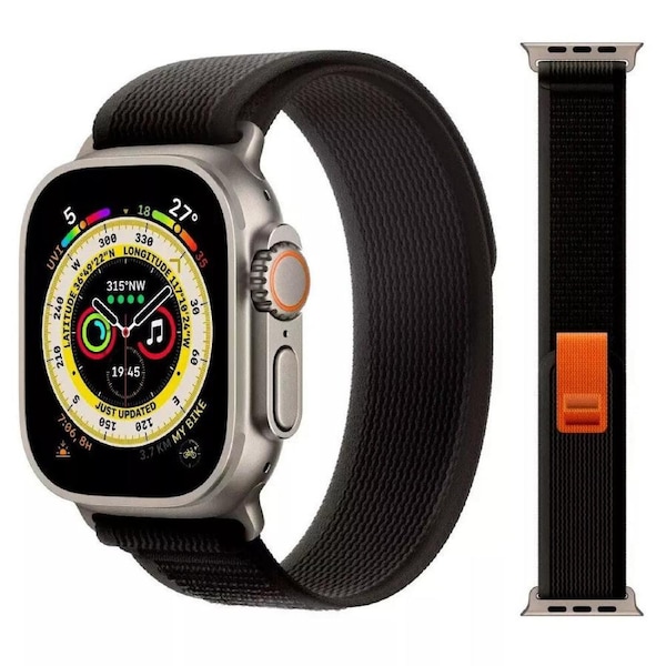 Black Trail Loop For Apple Watch Band Strap IWatch Series 10 SE 9 8 7 6 ...