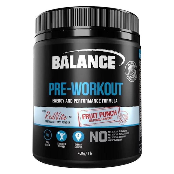 Balance Pre Workout Powder Fruit Punch 450g | Woolworths