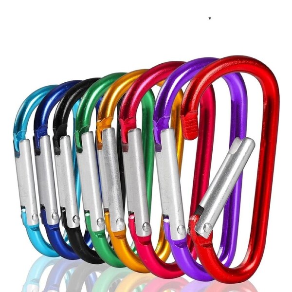 Coloured Carabiner Snap Hook 10x D Shape Clips Aluminum Hiking Key ...
