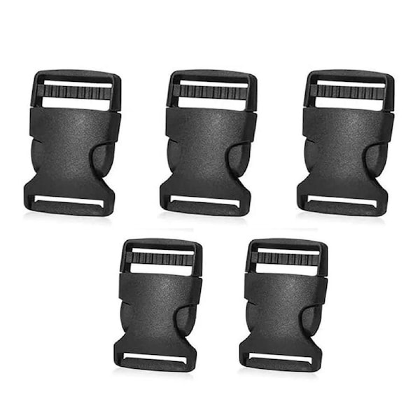32mm Quick Release Buckle Clip 5x Black Plastic Side Cord Strap ...