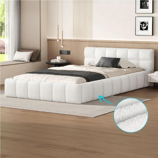 ALFORDSON Bed Frame King Single Tufted Headboard Foundation White ...