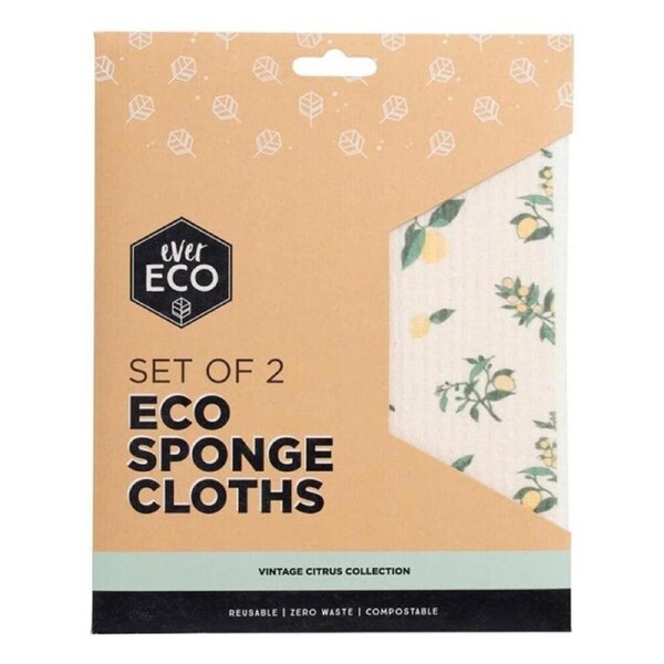 Ever Eco Eco Sponge Cloths Vintage Citrus Collection 2 Pack | Woolworths