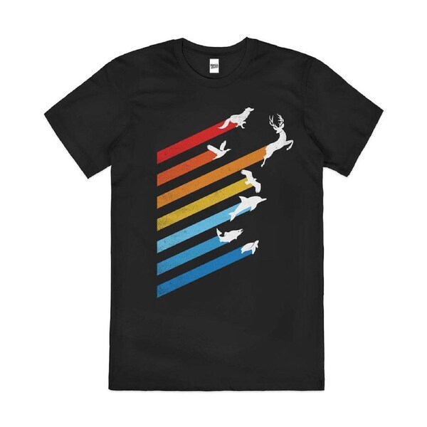 Wild Streak Artsy Animals Nature Sea Cotton T-Shirt Unisex Tee Black ...