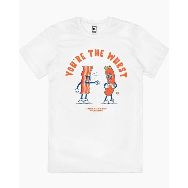 You're the Wurst Funny Sausage Slogan Cotton T-Shirt Unisex Tee White ...