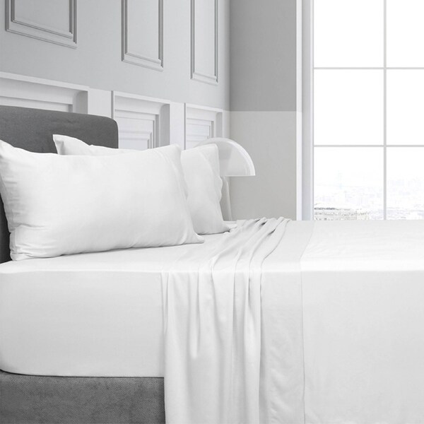 Algodon Bamboo Soft Fitted Sheet w/ Pillowcase Home Bedding Set White ...