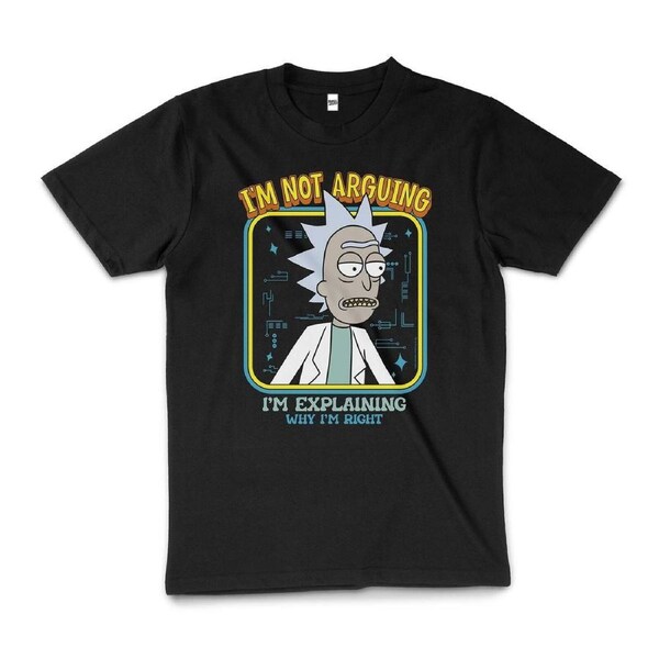 Rick And Morty I'm Not Arguing Slogan Cotton T-Shirt Unisex Tee Black ...