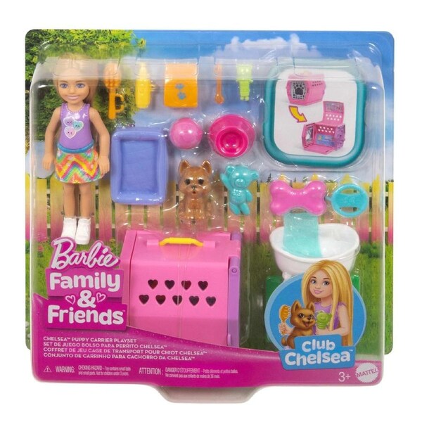 Barbie Family and Friends Club Chelsea Puppy Carrier Playset | Woolworths