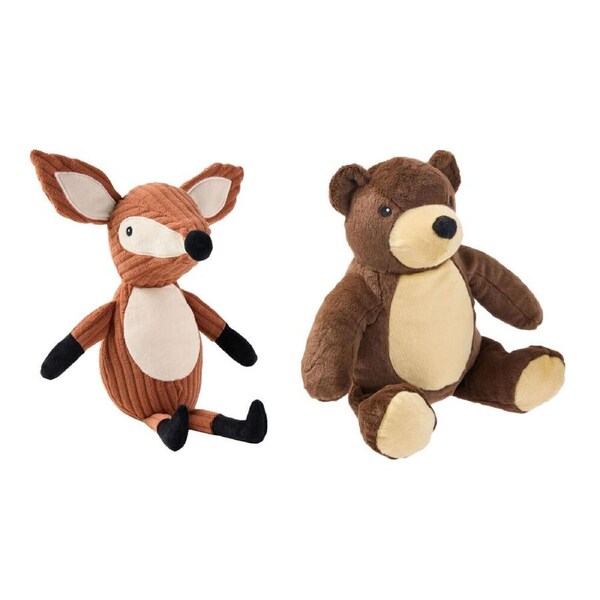 2pc Linen House Kids Brendan Bear and Fast Fox Novelty Plush Toy ...