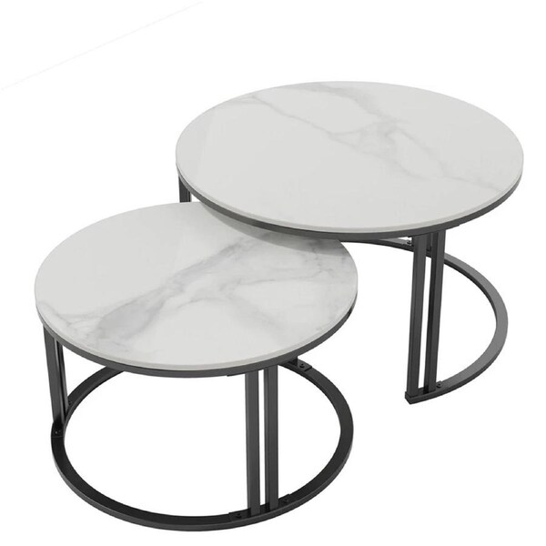 Stylish Round Nesting Coffee Tables with Metal Frame | Woolworths