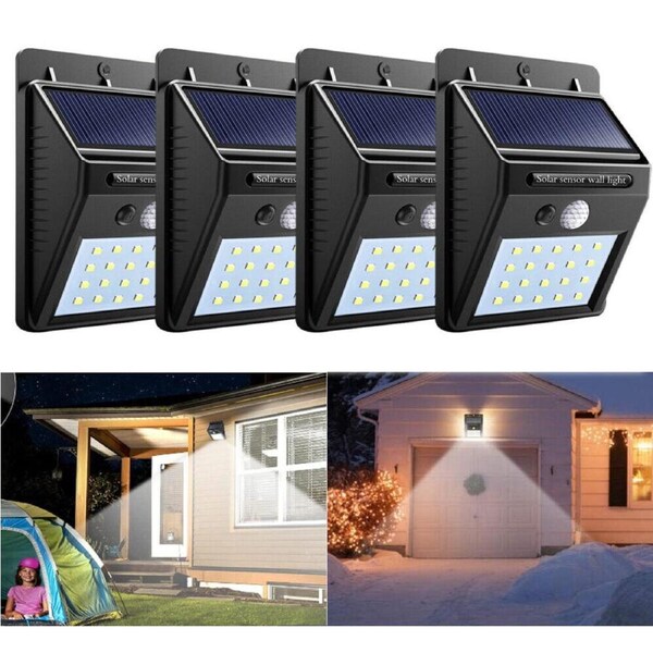 Sensor Light Garden Outdoor Security Lights 4PCS 20 LED Solar Powered PIR Motion | Woolworths