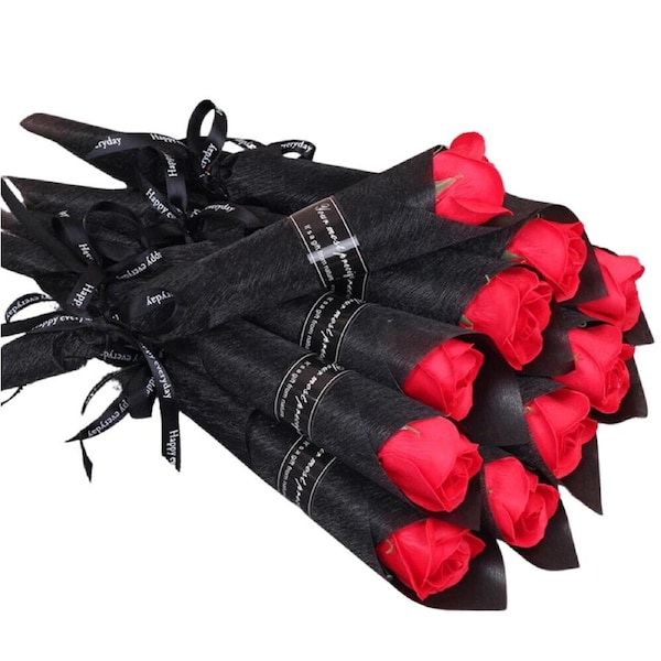 Mother's Day Gift Love 10x Red Soap Rose Artificial Flower Girlfriend ...