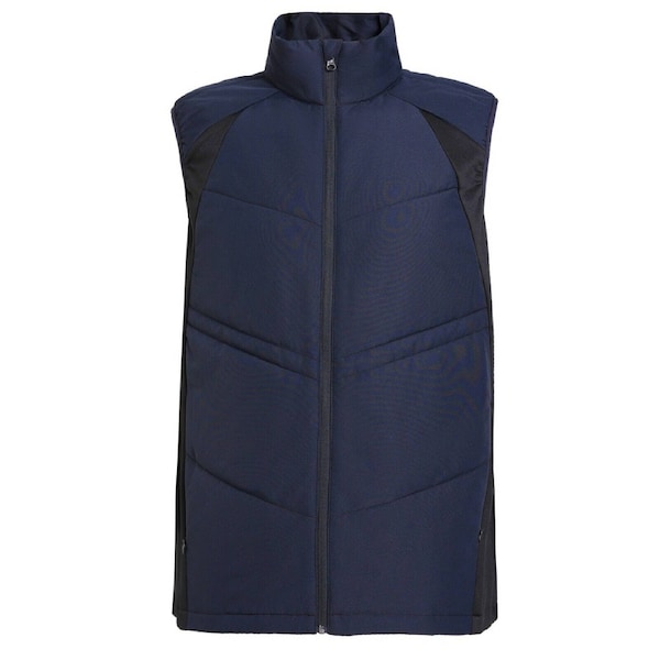 Active Puffer Vest Vegan Down-Free Quilted Stretchy Side Panel - Navy ...