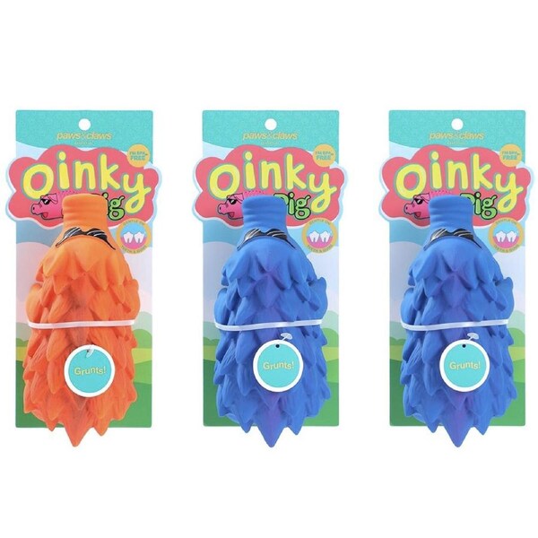 3x Cool Guy Oinky Pig Latex Interactive Squeaking Pet Toy 18x8x9cm ...