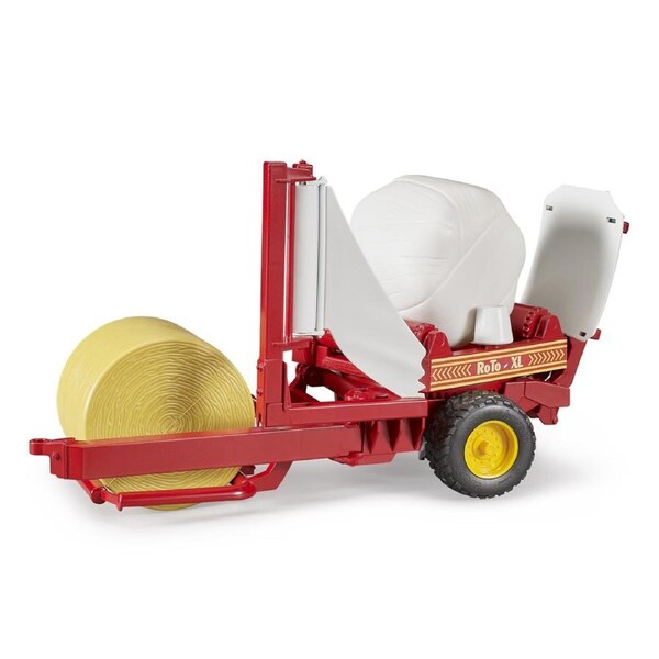 Bruder ABS Bale Wrapper w/Ochre/Black Round Bales Farm Vehicle 40cm Toy ...