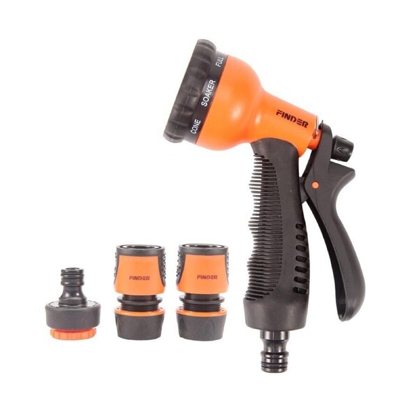 FINDER 4pc Water Spray Gun Set: 1/2" Hose Connector & Water Stop with ...
