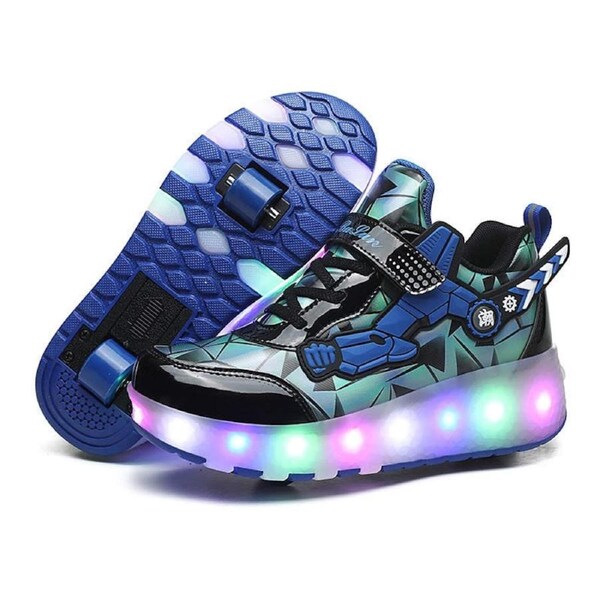 Nevenka Rechargeable LED Light Shoes Roller Skates for Kids-2166 Blue ...
