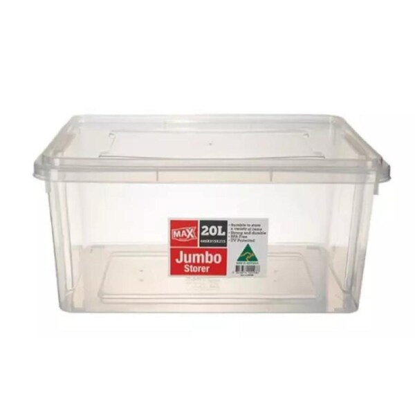 2 x 20L Plastic Storage Container Stackable Kitchen Pantry Organiser ...