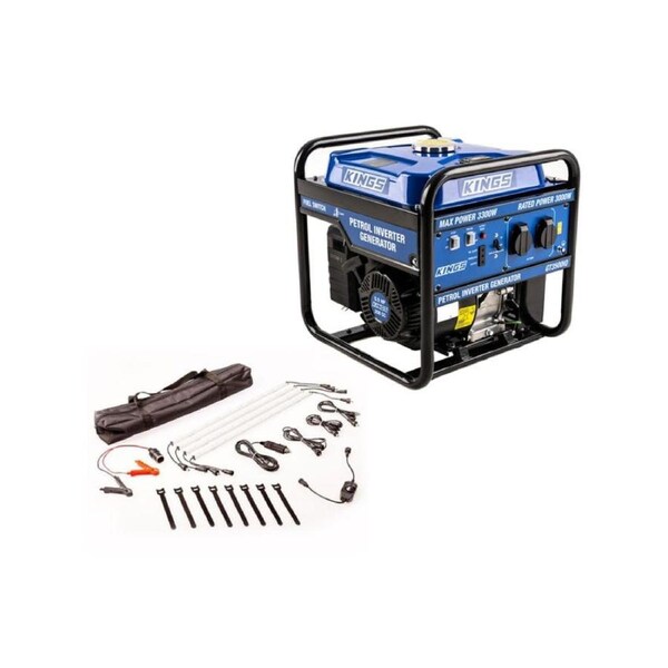 Adventure Kings 3.0kVA Portable Petrol Inverter Generator + 4 Bar ...