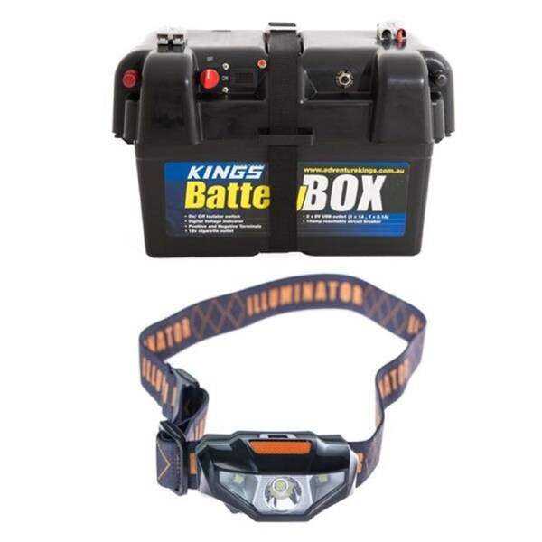 KINGS Battery Box Portable 12V 2x USB & Cig Socket + Illuminator LED ...