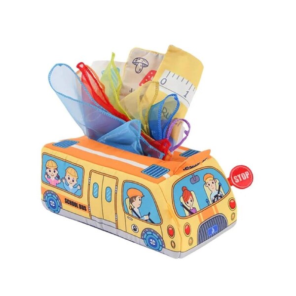 Baby Sensory Tissue Box Toy - School Bus | Woolworths