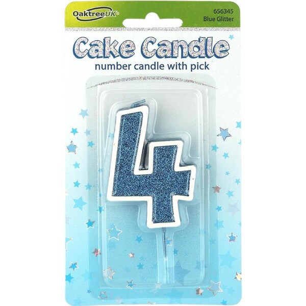 Sparkling Fizz Blue Number 4 Candle | Woolworths