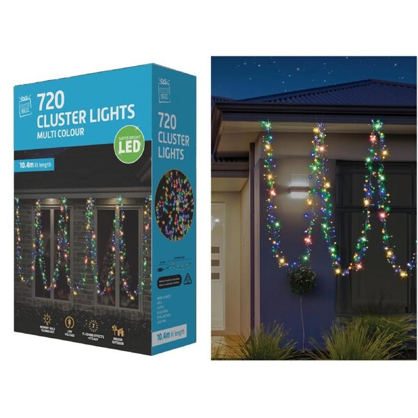 720 Multicolour LED Cluster Fairy Lights 10.4m | Woolworths