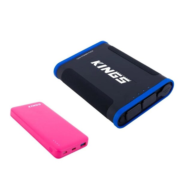 Kings 12AH Lithium Portable Power Pack + Pink 10000mAh Lithium Power ...