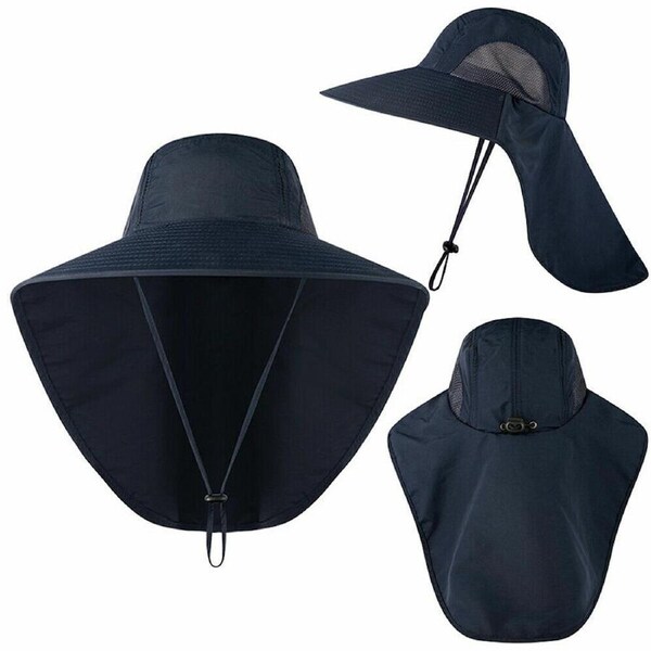 Sun Protection Neck Flap Cap Unisex Outdoor Sport Fishing Hat Wide Brim ...