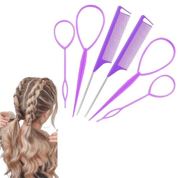Beakey 4 Pcs French Braid Loop + 2 Pcs Rat Tail Comb for Hair Styling ...