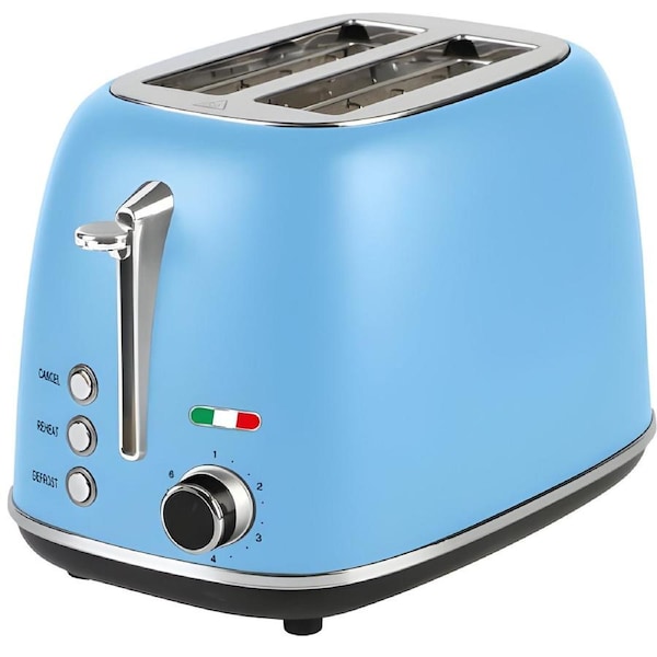 Vintage 2 Slice Toaster - Sky Blue Stainless Steel, 825W - Extra Wide ...
