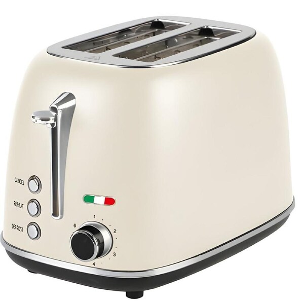 Vintage 2 Slice Toaster - Cream Stainless Steel, 825W - Extra Wide ...