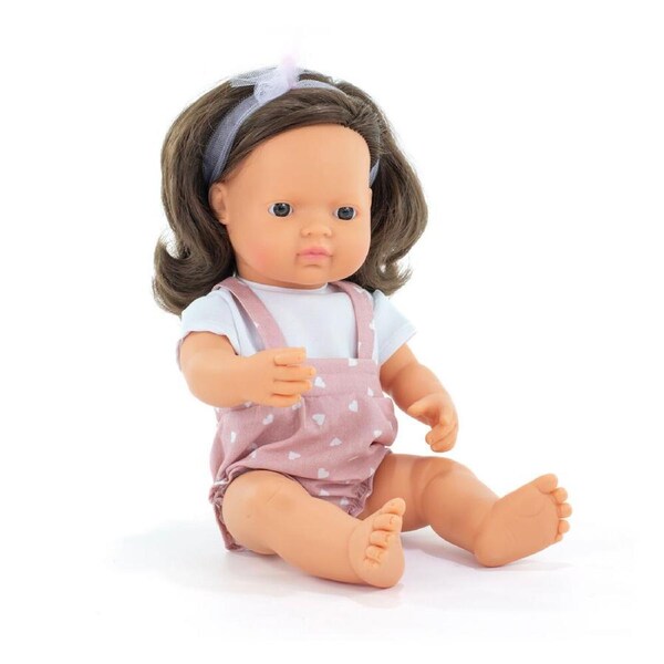 Miniland MF&M Baby Doll Brown Hair Girl 38cm Kids/Children Cuddle Toy ...