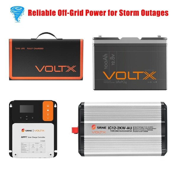 100Ah 12V Lithium Battery + 100W Solar + 2000W Inverter + 30A ...