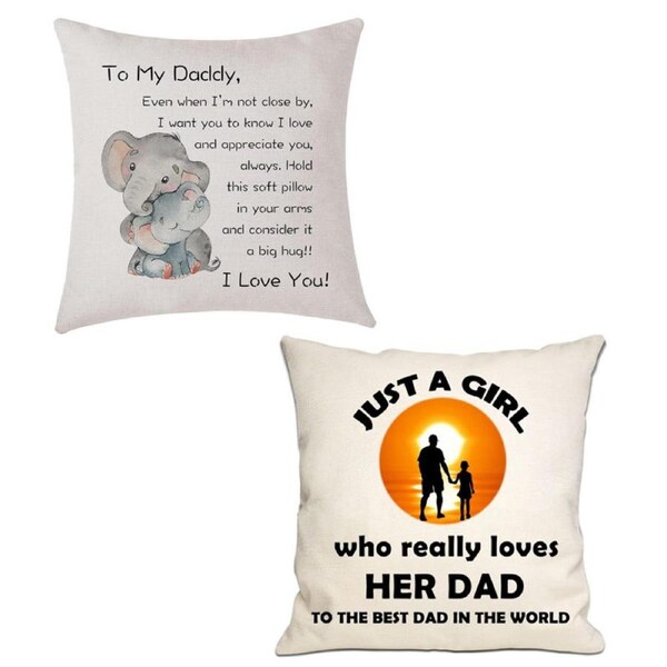 Catzon 2 Pcs Linen Throw Pillow Covers for Dear Dad Birthday Gifts for ...