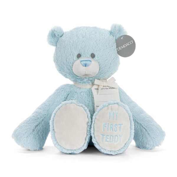 Demdaco Welcome To The World Plush 40cm My First Teddy Blue, Whitehill ...